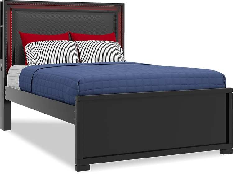Carbon Optix 5 Pc Black Black,Colors Full Bedroom Set With Full Cubby ...