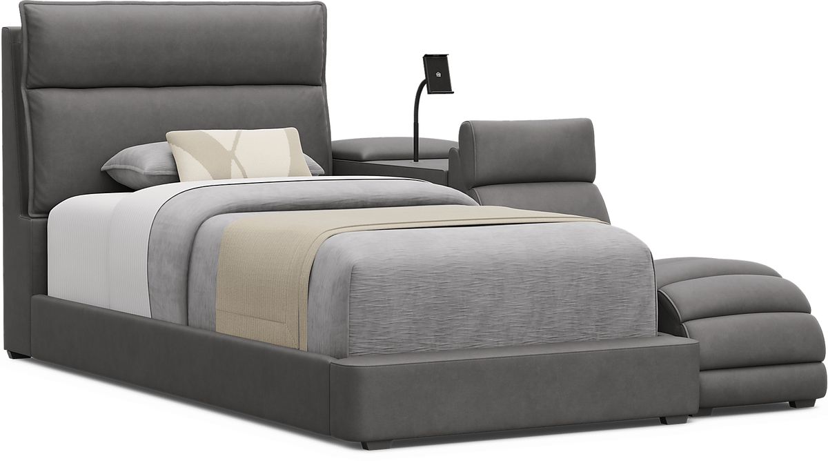 Cloud9 5 Pc Charcoal Black,Gray Microfiber Twin Bed With Nightstand ...