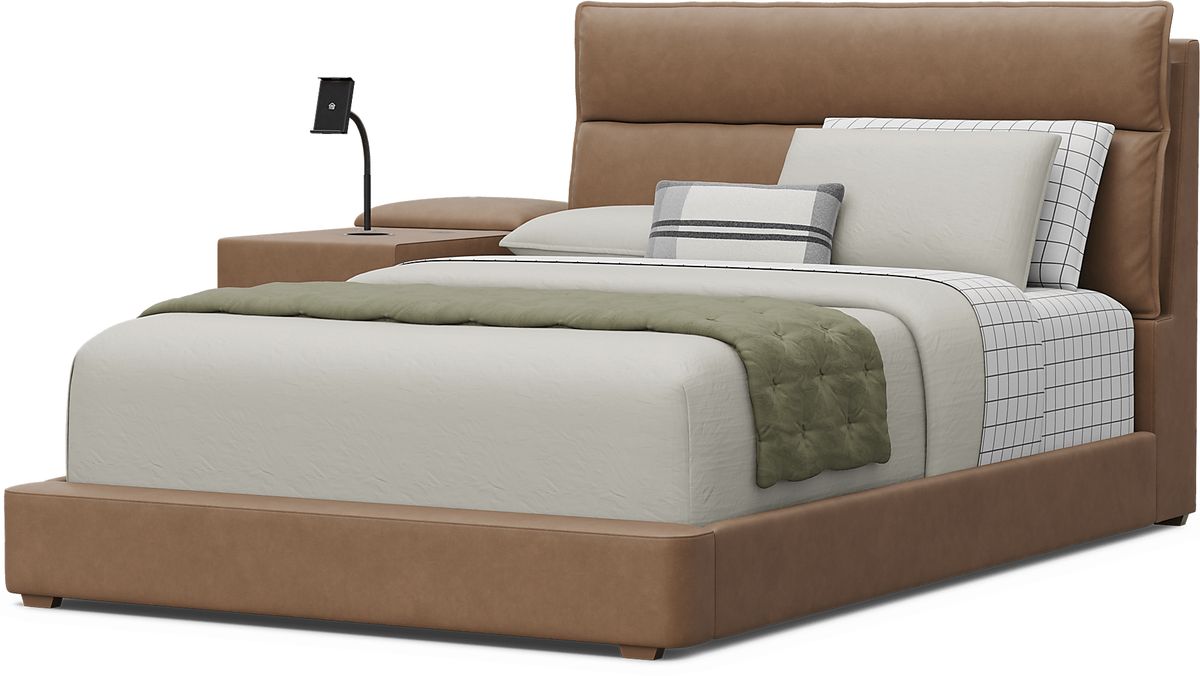 Cloud9 4 Pc Saddle Brown Microfiber Full Bed With Nightstand | Rooms to Go