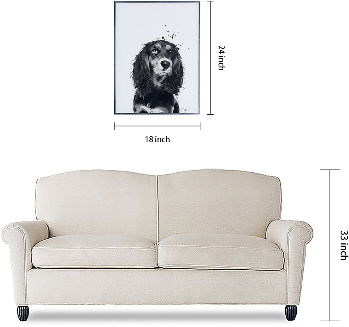 Cocker Spaniel Pup Black,White Artwork | Rooms to Go