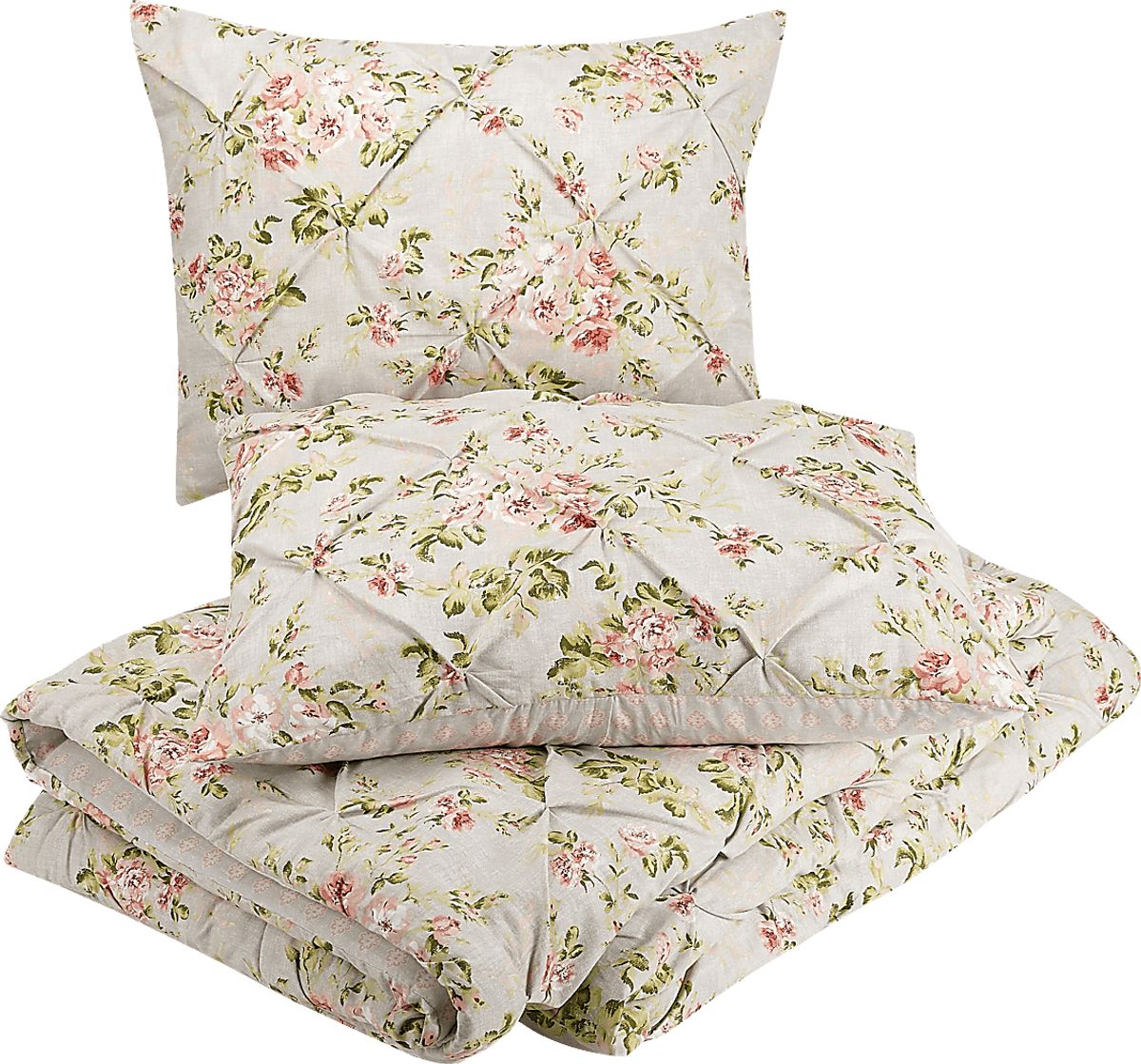 Cottage Roses Gray Twin Comforter Set | Rooms to Go