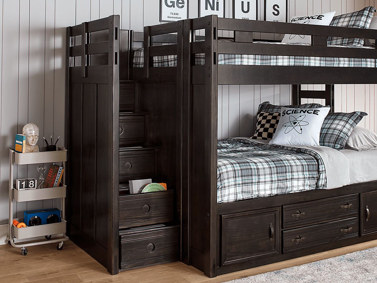 Creekside 2.0 Charcoal Gray Full/Full Step Bunk With Storage Rail ...