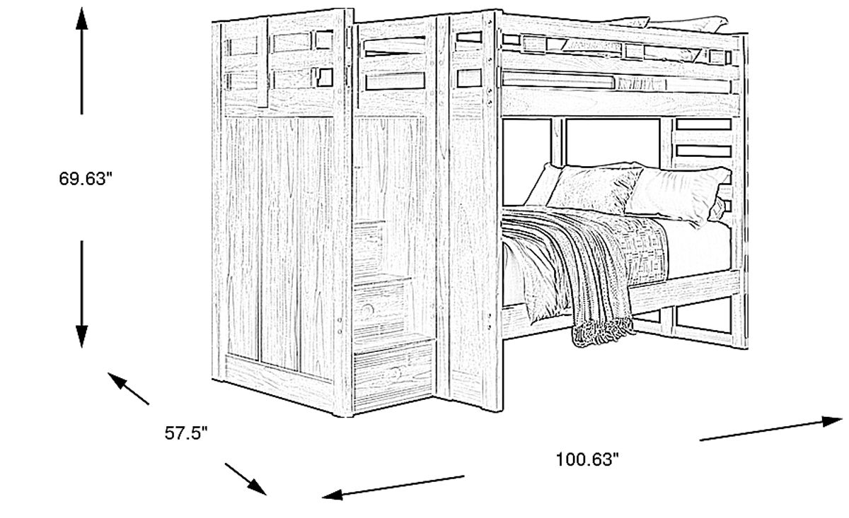 Creekside 2.0 Charcoal Gray Full/Full Step Bunk Bed | Rooms to Go