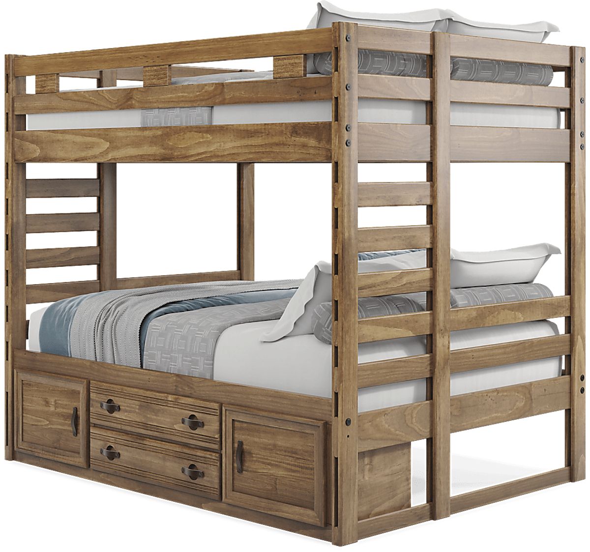 Creekside 2.0 Chestnut Dark Wood Full/Full Bunk Bed With Storage Rail ...