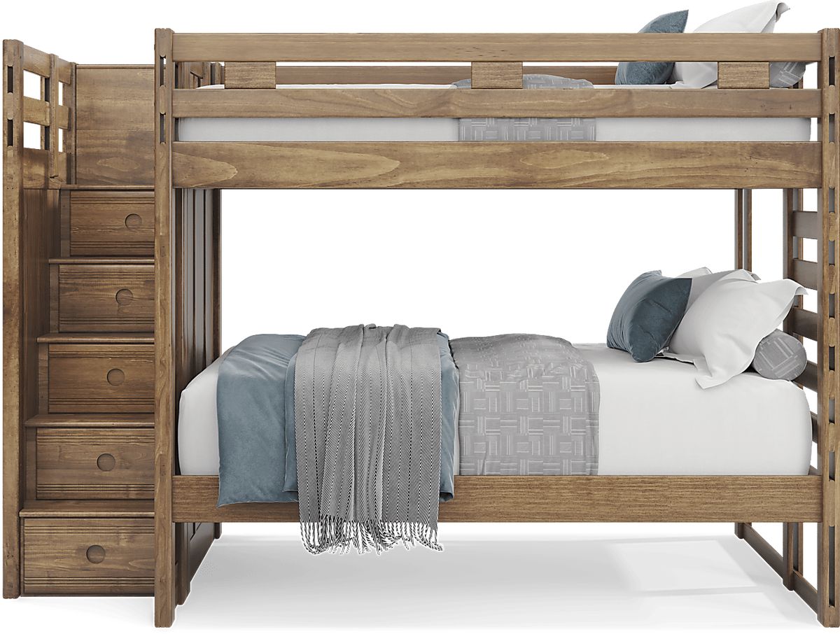 Creekside 2.0 Chestnut Dark Wood Full/Full Step Bunk Bed | Rooms to Go