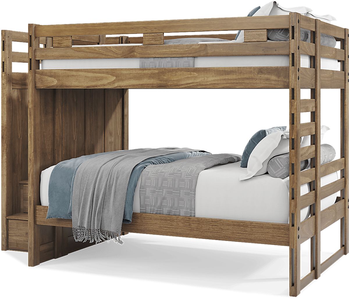 Creekside 2.0 Chestnut Dark Wood Full/Full Step Bunk Bed | Rooms to Go
