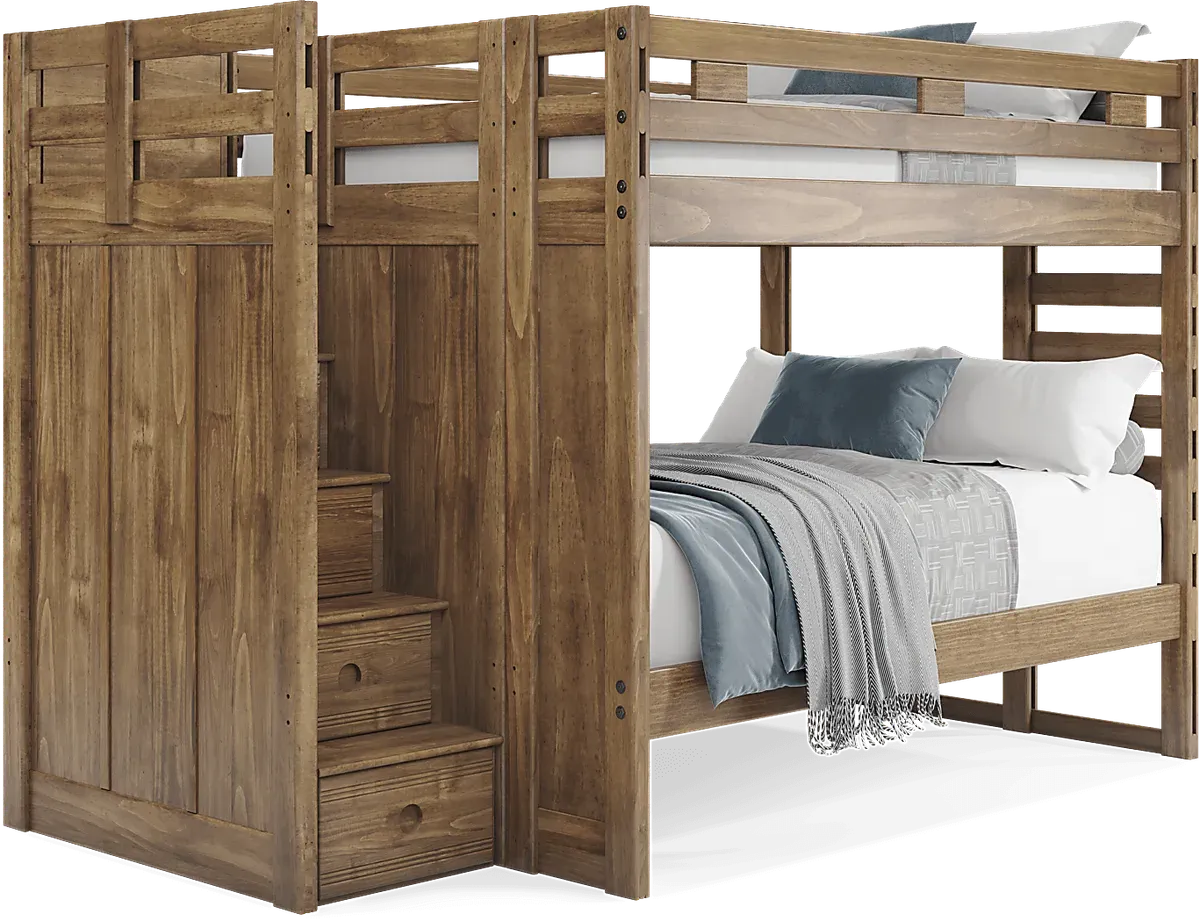 Creekside 2.0 Chestnut Dark Wood Full/Full Step Bunk Bed | Rooms to Go