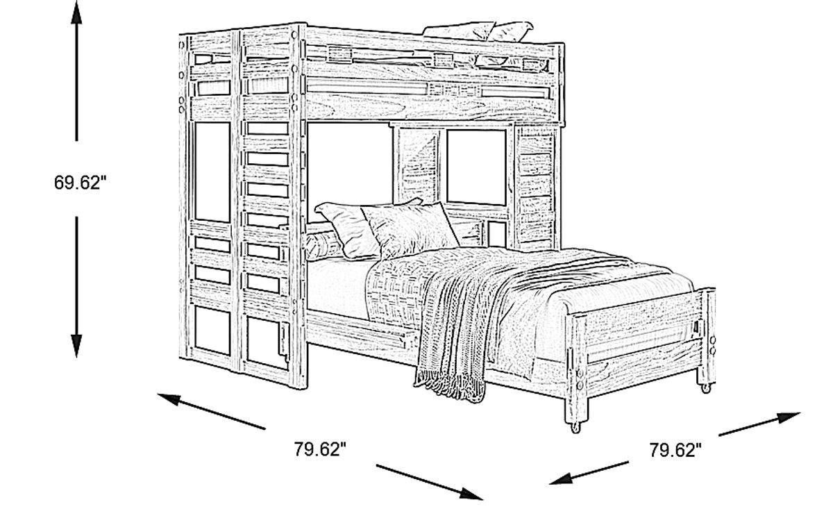 Creekside 2.0 Chestnut Dark Wood Twin/Twin Loft W Desk | Rooms to Go