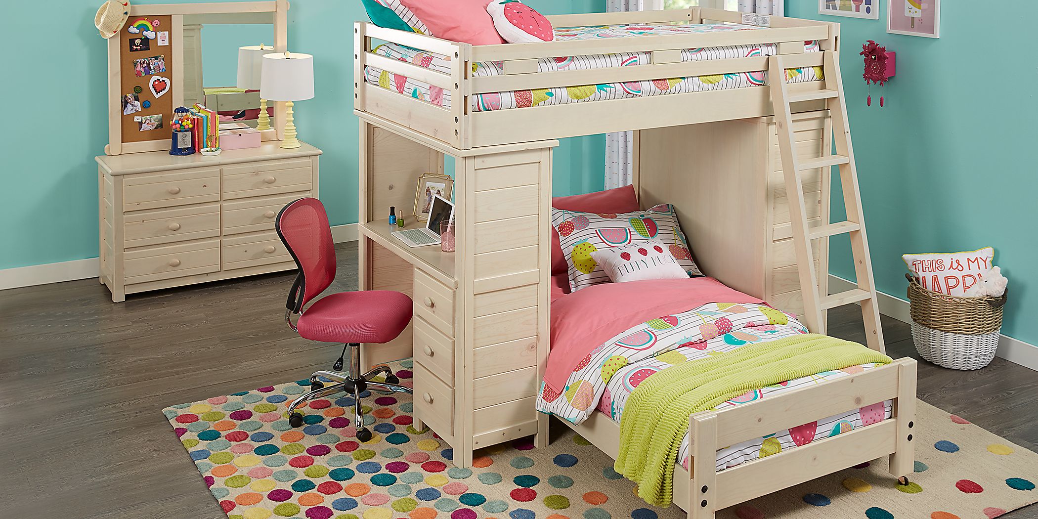 Creekside Stone Wash Twin/Twin Student Bunk with Chest & Desk - Rooms To Go