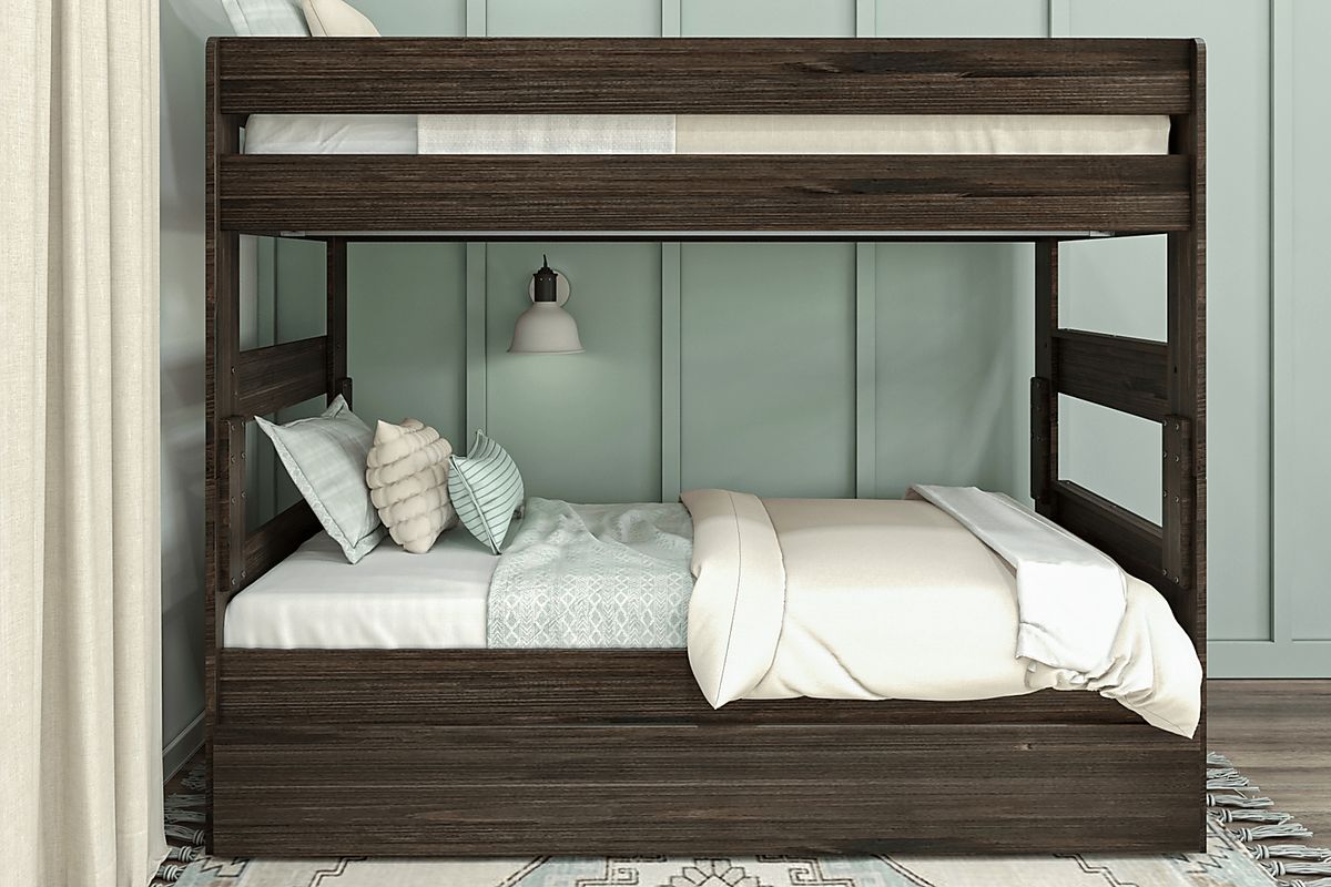 Darja II Brown Dark Wood Twin/Twin Bunk Bed With Trundle | Rooms to Go