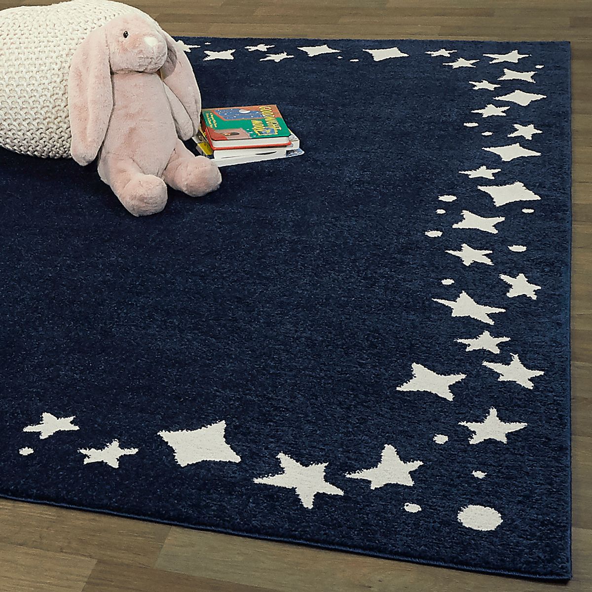 Dazzle Stars Blue Polypropylene Fabric Rug | Rooms to Go