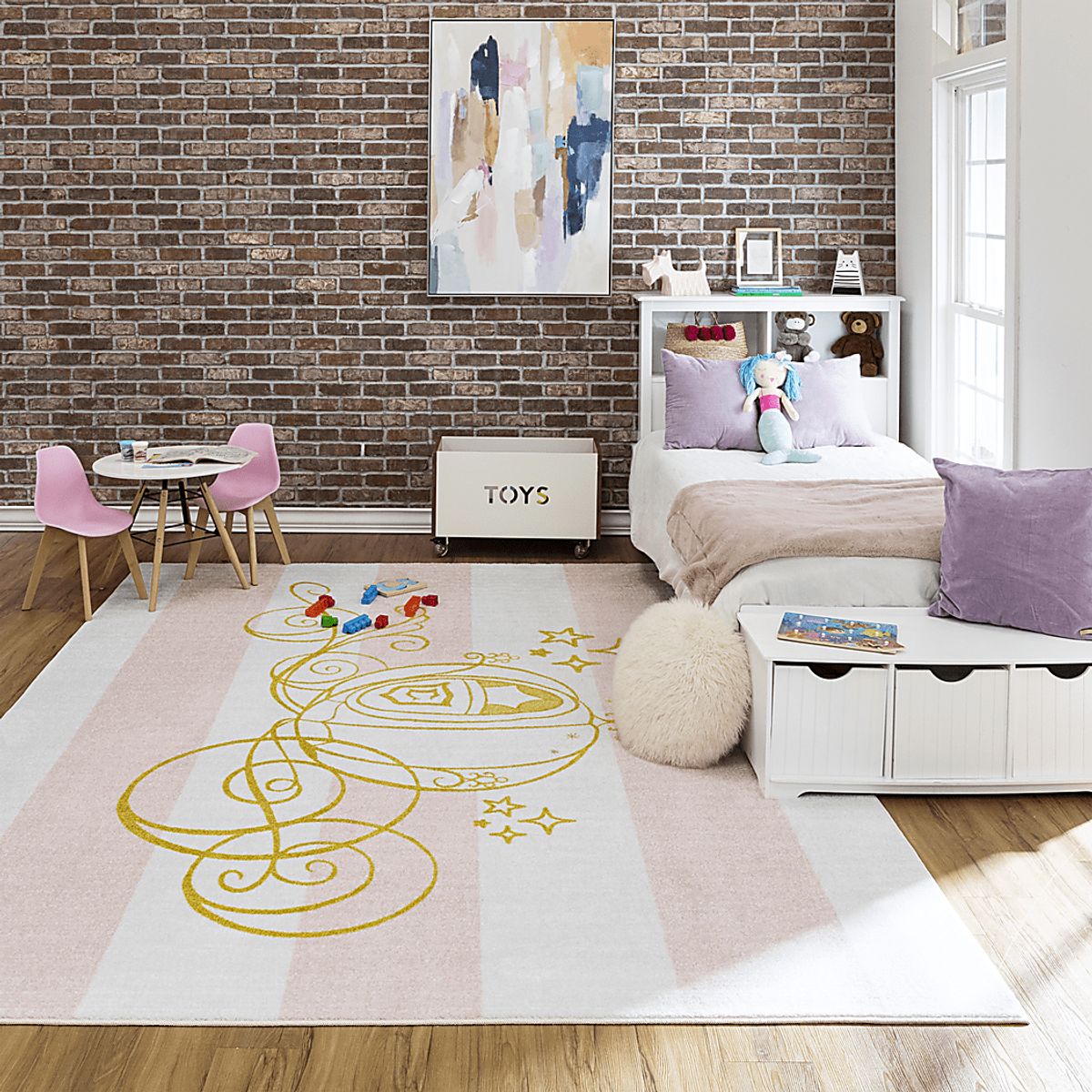 Disney Cinderella Carriage White Rug | Rooms to Go