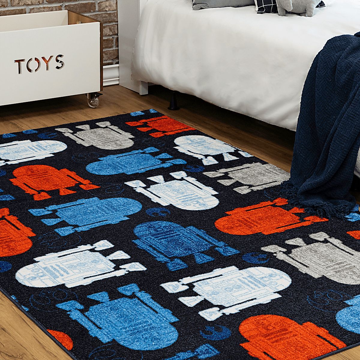 Star Wars Droid Fun Navy Blue Rug | Rooms to Go