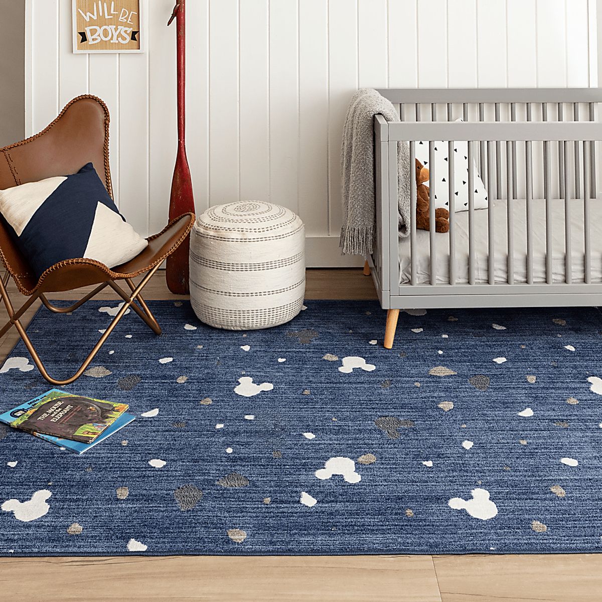 Disney Mickey Mouse Terrazzo Blue Polyester Fabric Accent Rug | Rooms to Go