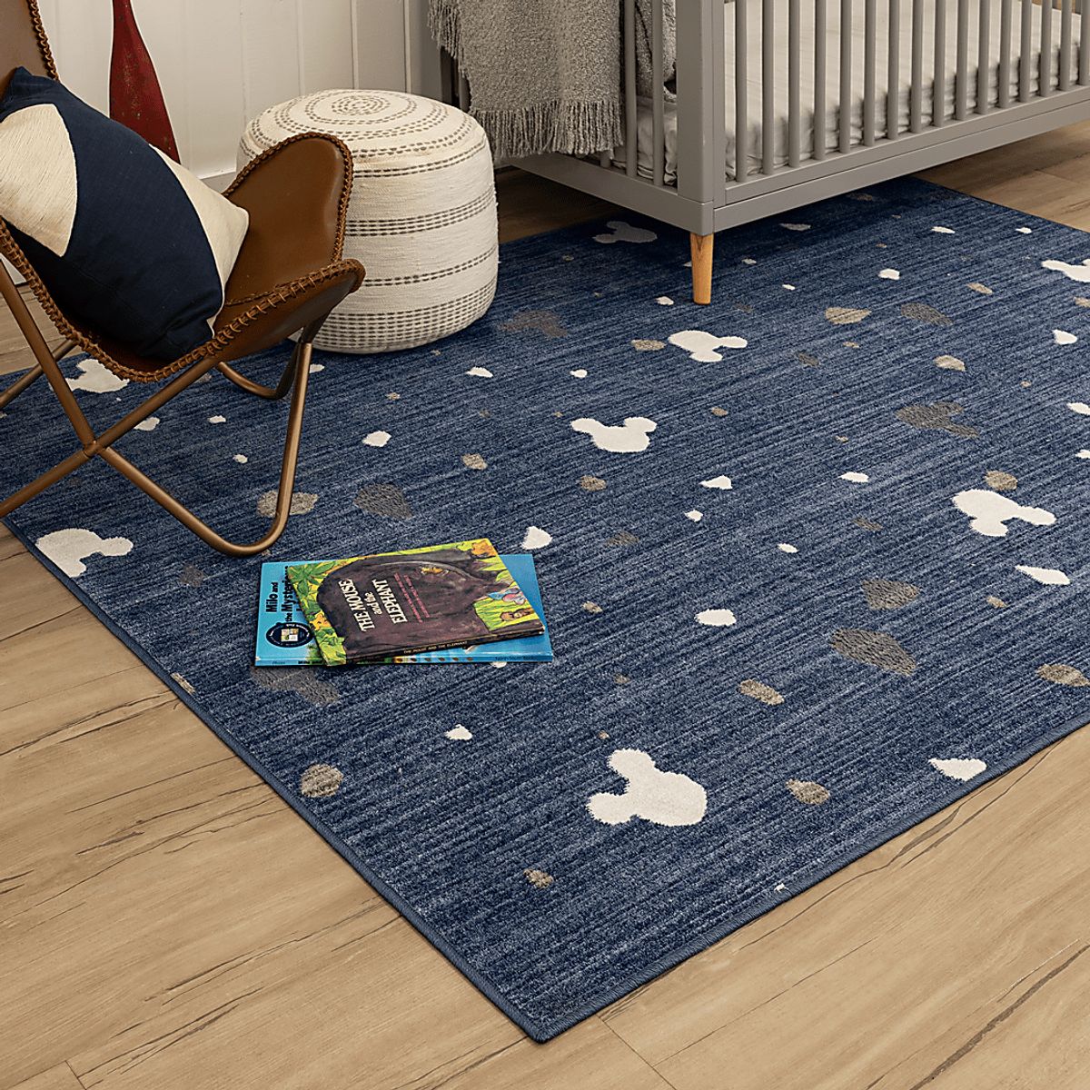 Disney Mickey Mouse Terrazzo Blue Polyester Fabric Accent Rug | Rooms to Go