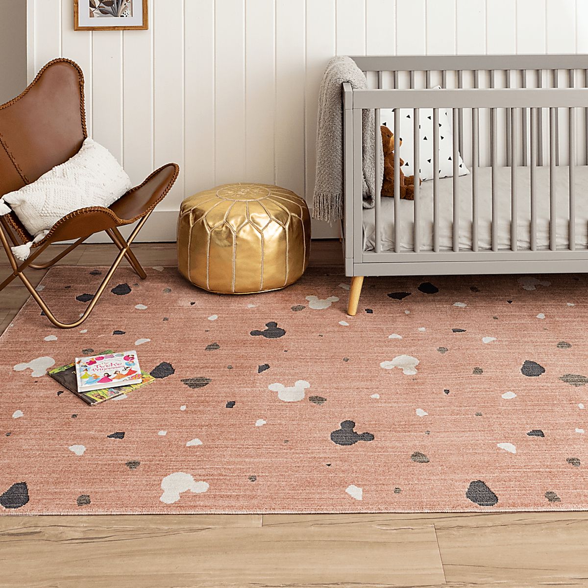 Disney Mickey Mouse Terrazzo Blush Beige Polyester Fabric Accent Rug ...