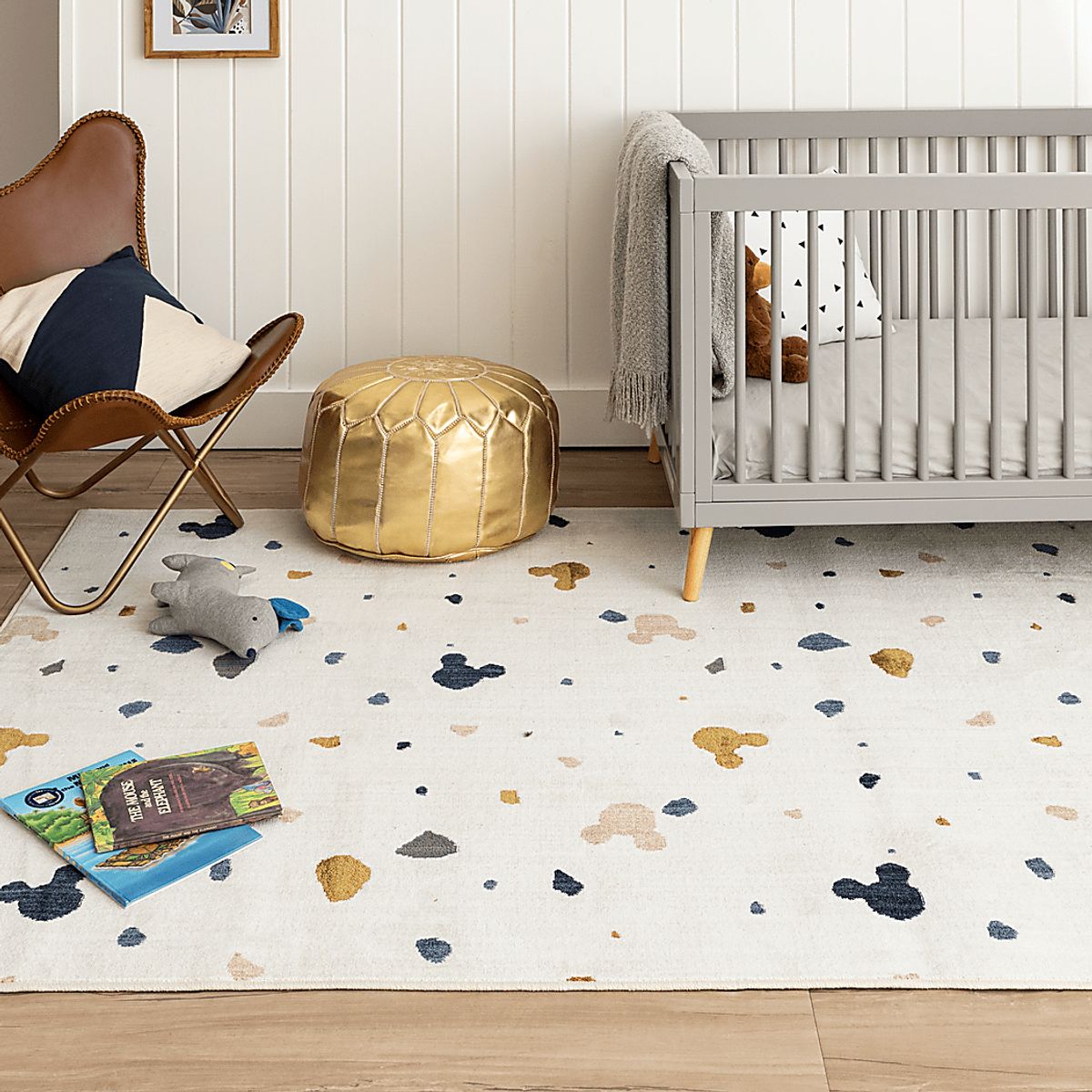 Disney Mickey Mouse Terrazzo Ivory Beige Polyester Fabric Accent Rug ...