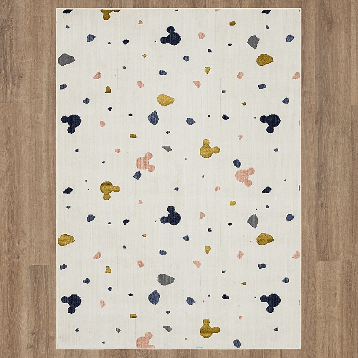 Disney Mickey Mouse Terrazzo Ivory Beige Polyester Fabric Accent Rug ...