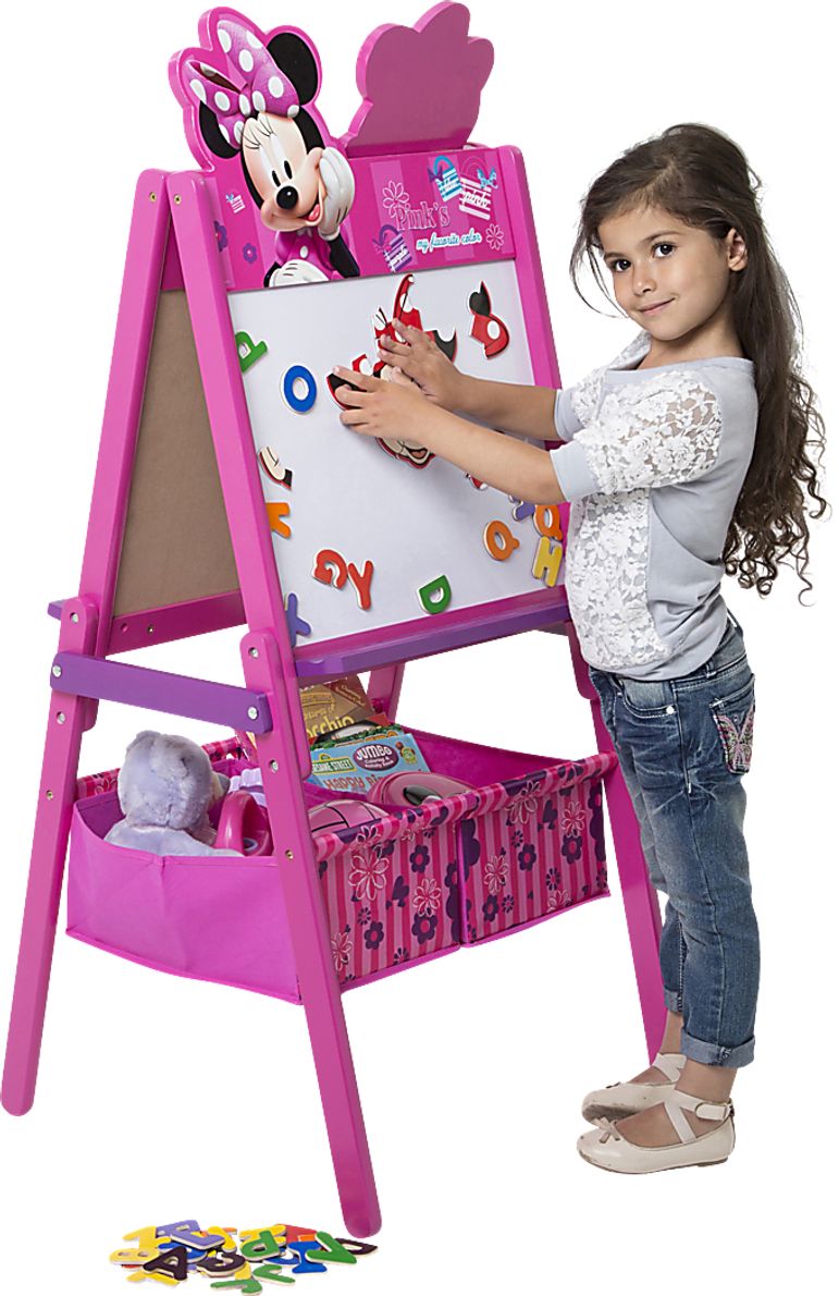 Kids Disney Minnie Mouse Pink Easel with Storage - Rooms To Go