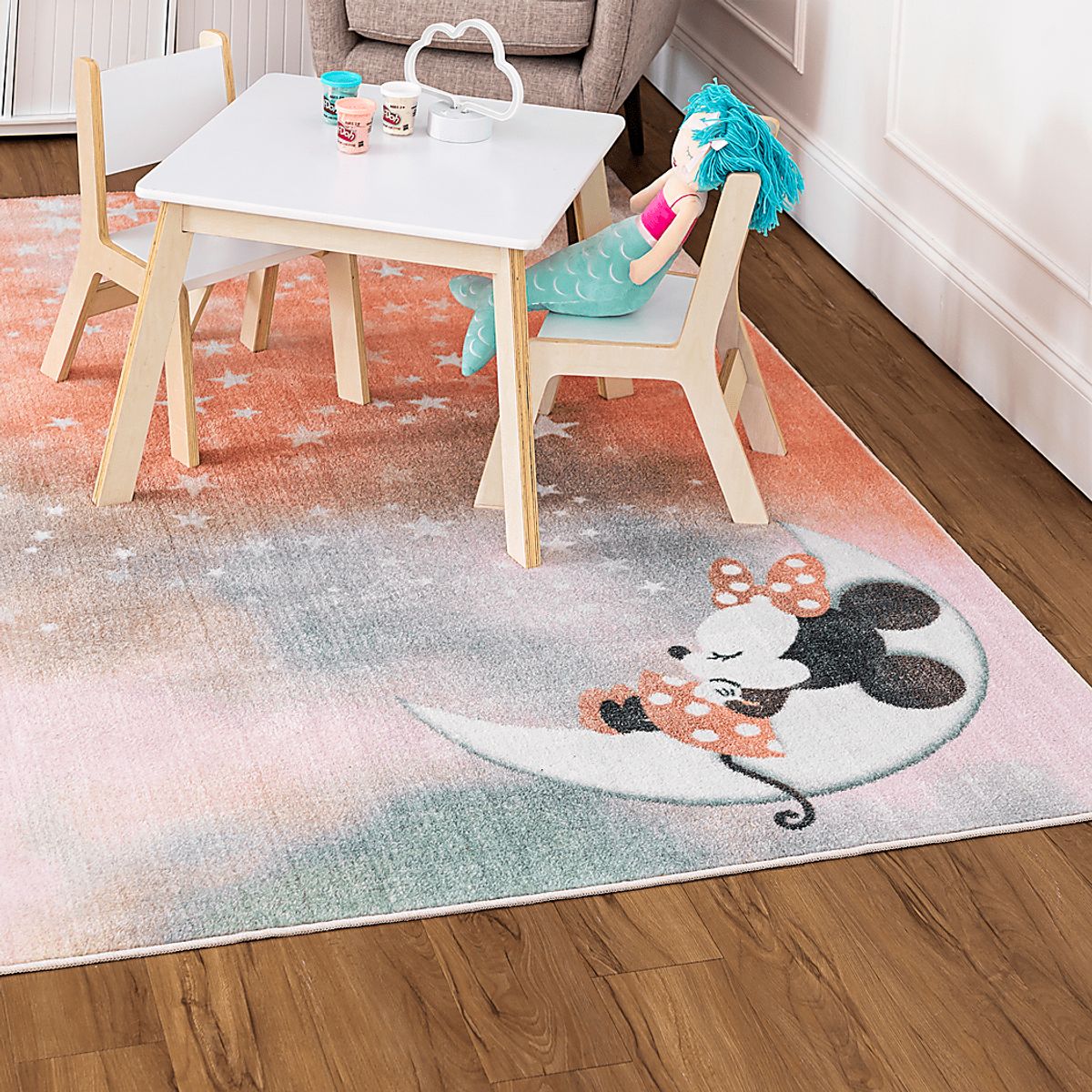 Starry Dreams Minnie Mouse Pink 8x10 Rug | Rooms to Go