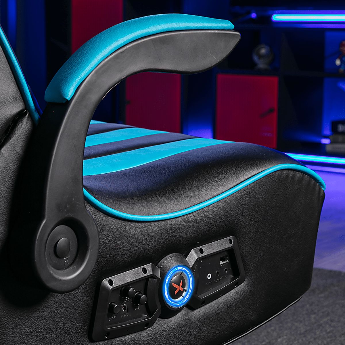 Drop Camp Teal Blue,Green Polyurethane Fabric Gaming Chair | Rooms to Go