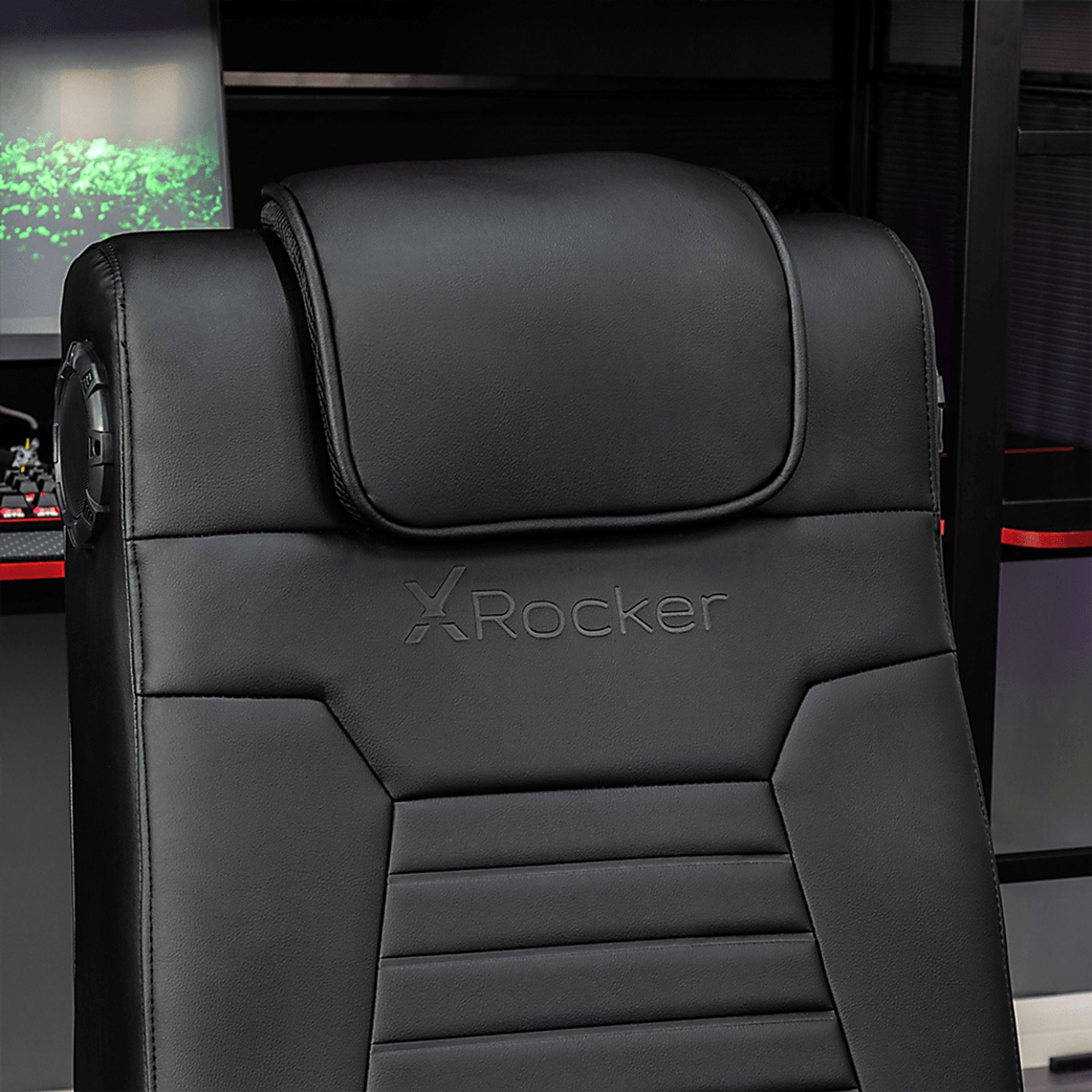 Ekanger II Black Polyurethane Fabric Gaming Floor Rocker | Rooms to Go