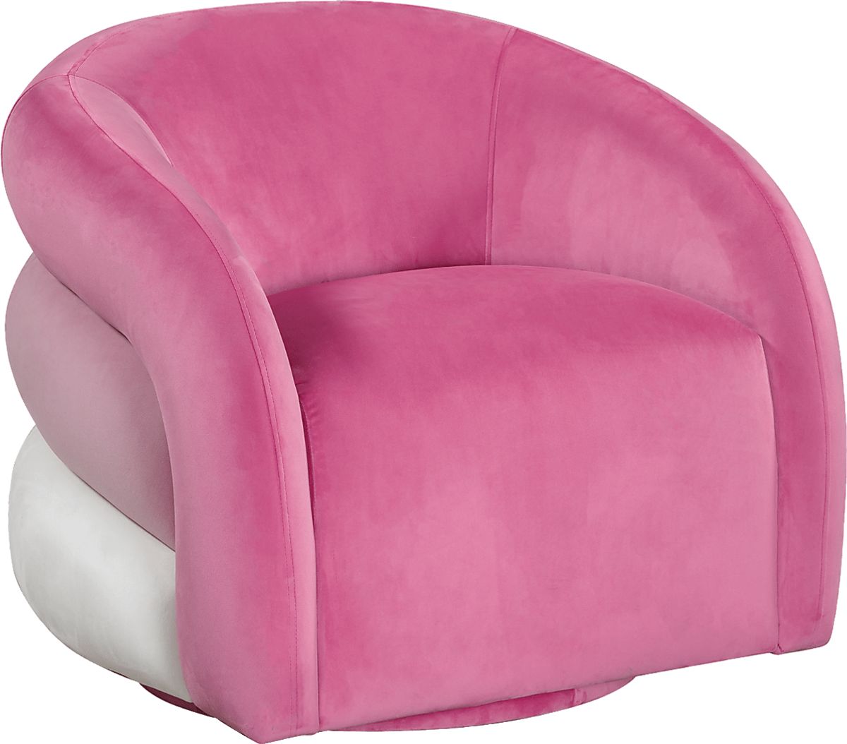 Ellipse Pink Velvet Plush Swivel Chair | Rooms to Go