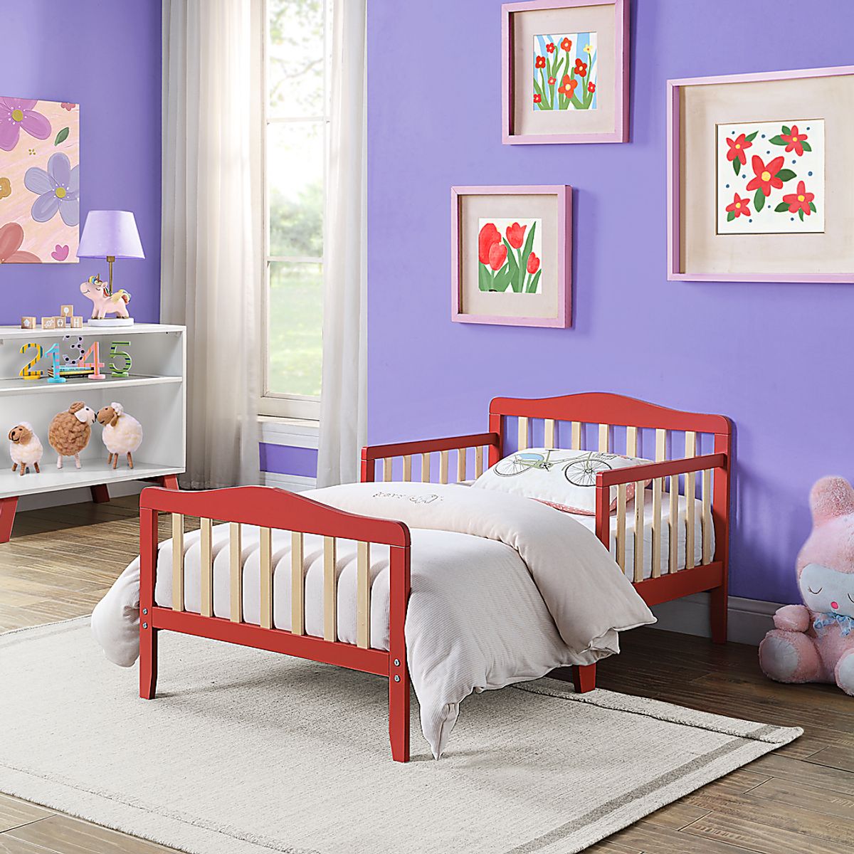 Elvoro Natural,Red Beige,Red,White Toddler Bed | Rooms to Go