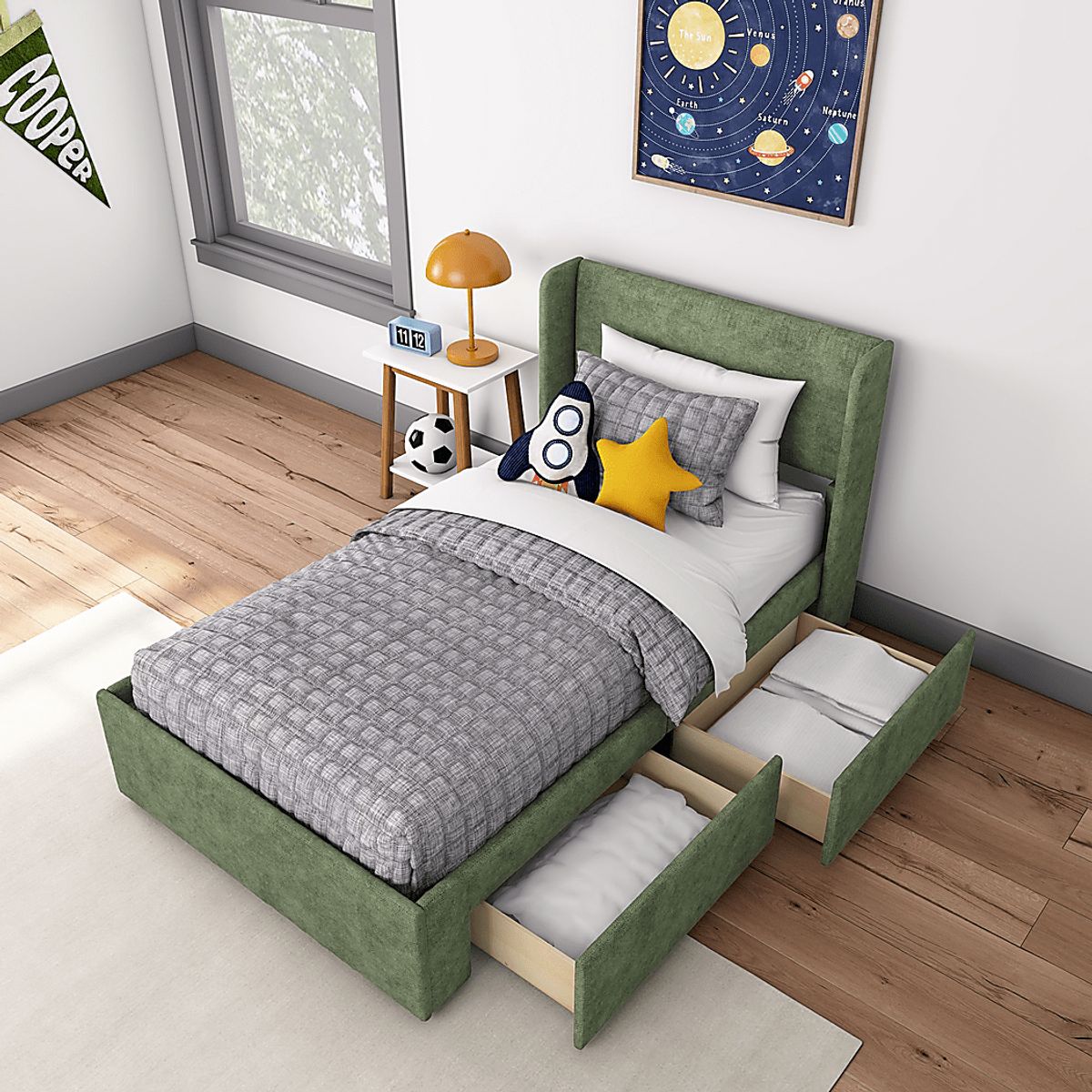 Evosa I Green Colors Twin Bed | Rooms to Go