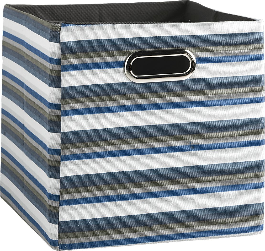 Kids Extreme You Blue and Black Striped Square Storage Bin - Rooms To Go