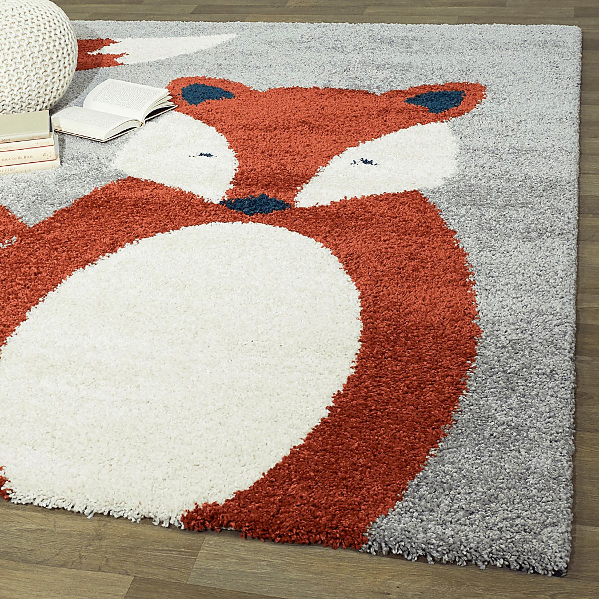 Fluffy Fox Gray Polypropylene Fabric Rug | Rooms to Go