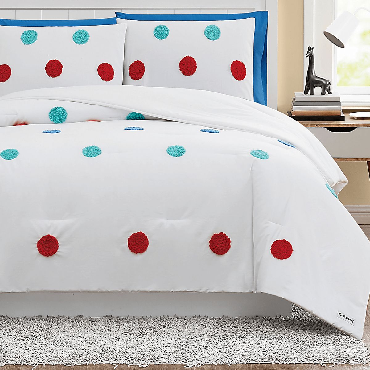 Fuzzy Dot White Cotton Fabric 2 Pc Twin Comforter Set | Rooms to Go