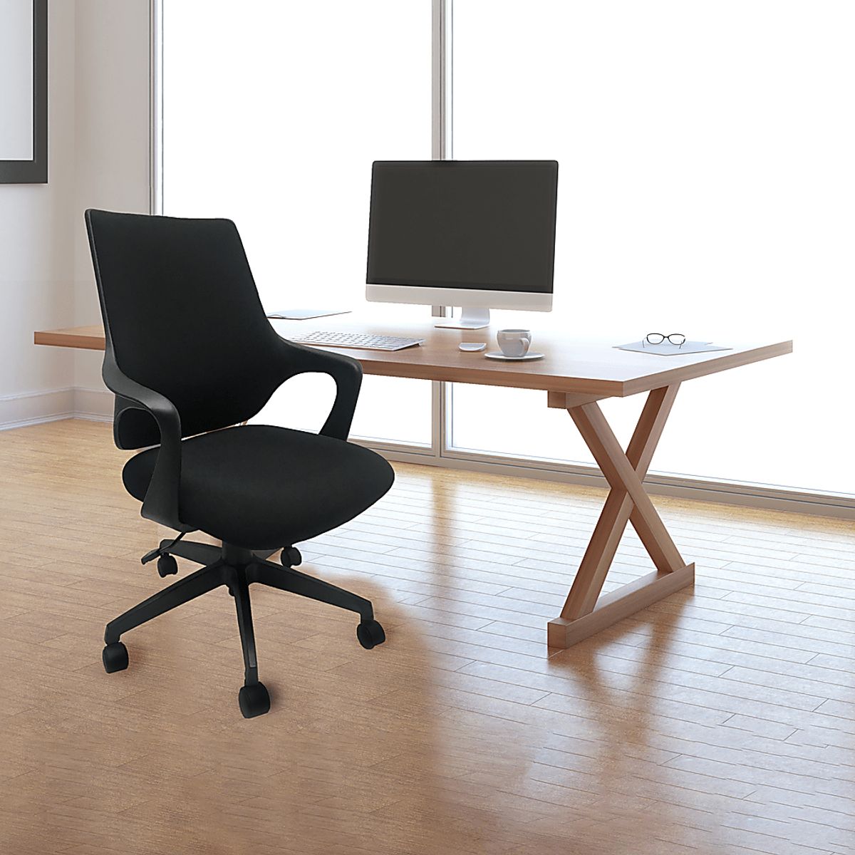 Glengarry Black Polyester Fabric Desk Chair | Rooms to Go