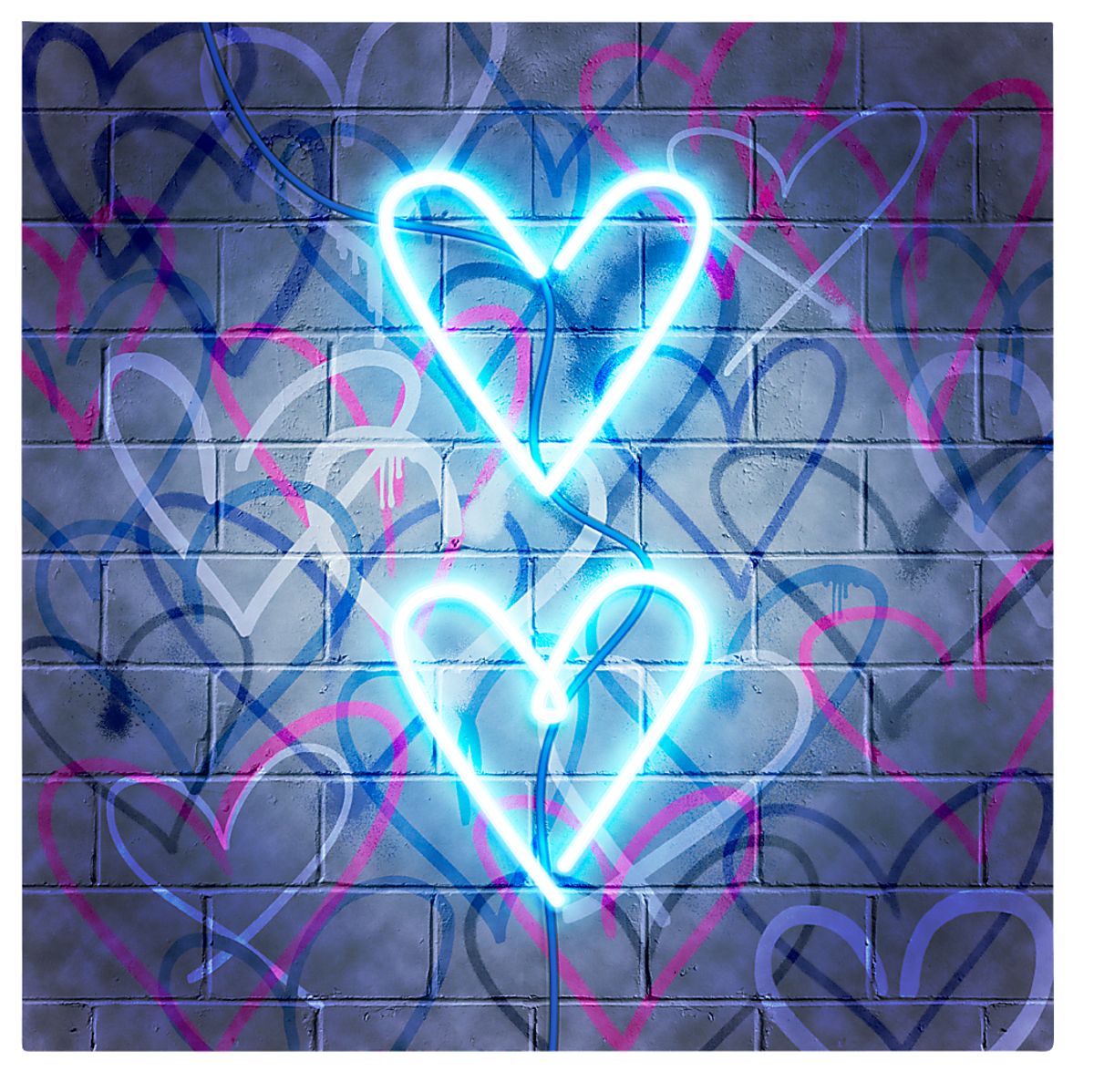 Glowing Hearts Blue Artwork | Rooms to Go