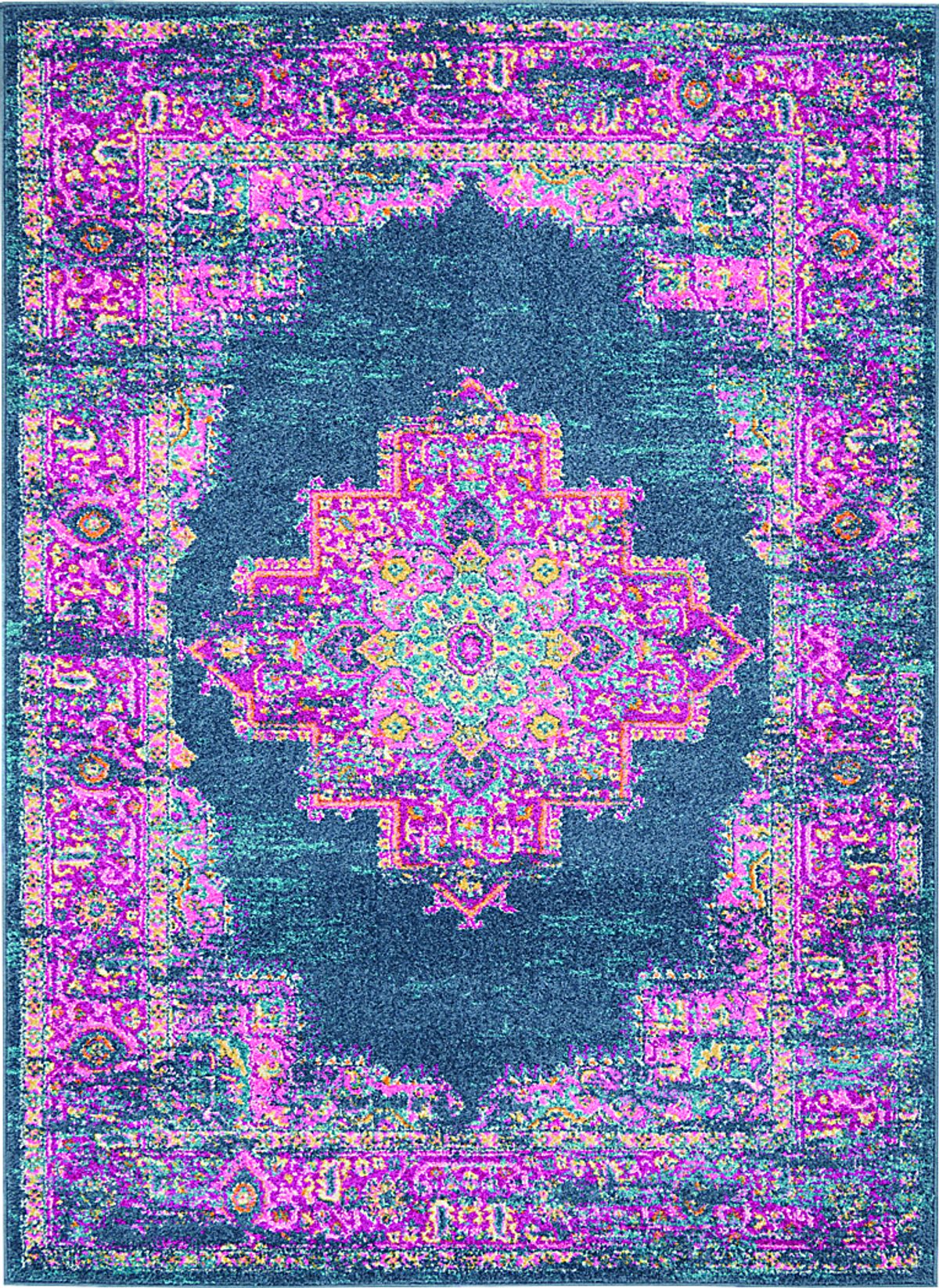 Gypsy Spring Blue Polypropylene Fabric Rug | Rooms to Go