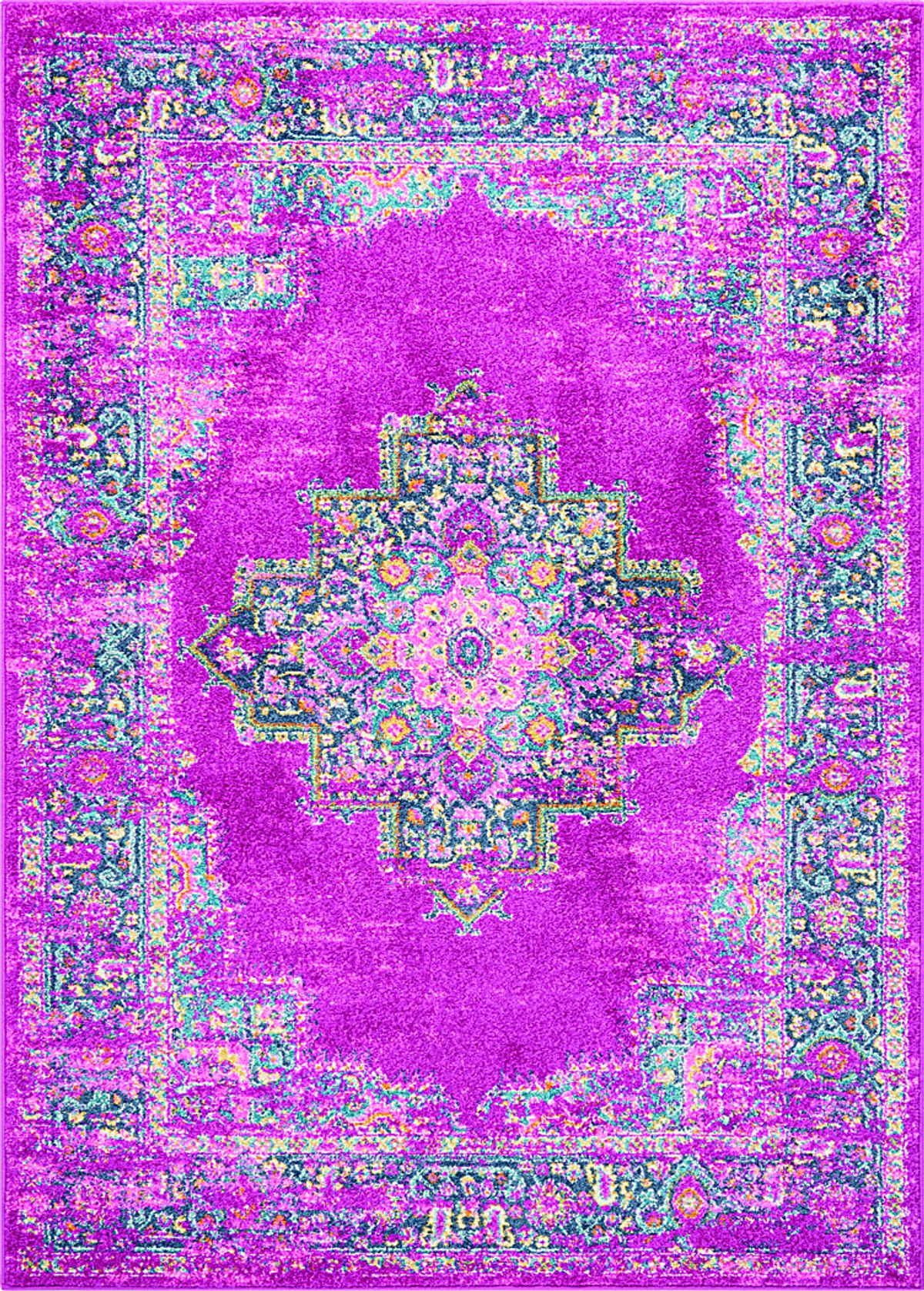 Gypsy Spring Pink Polypropylene Fabric Rug | Rooms to Go