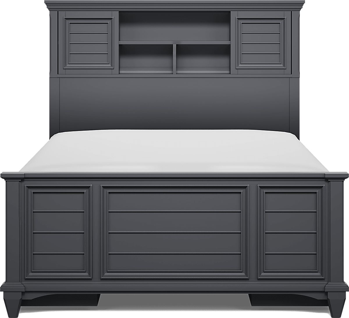 Hilton Head 3 Pc Graphite Black Full Bookcase Bed With 2 Storage Rails ...