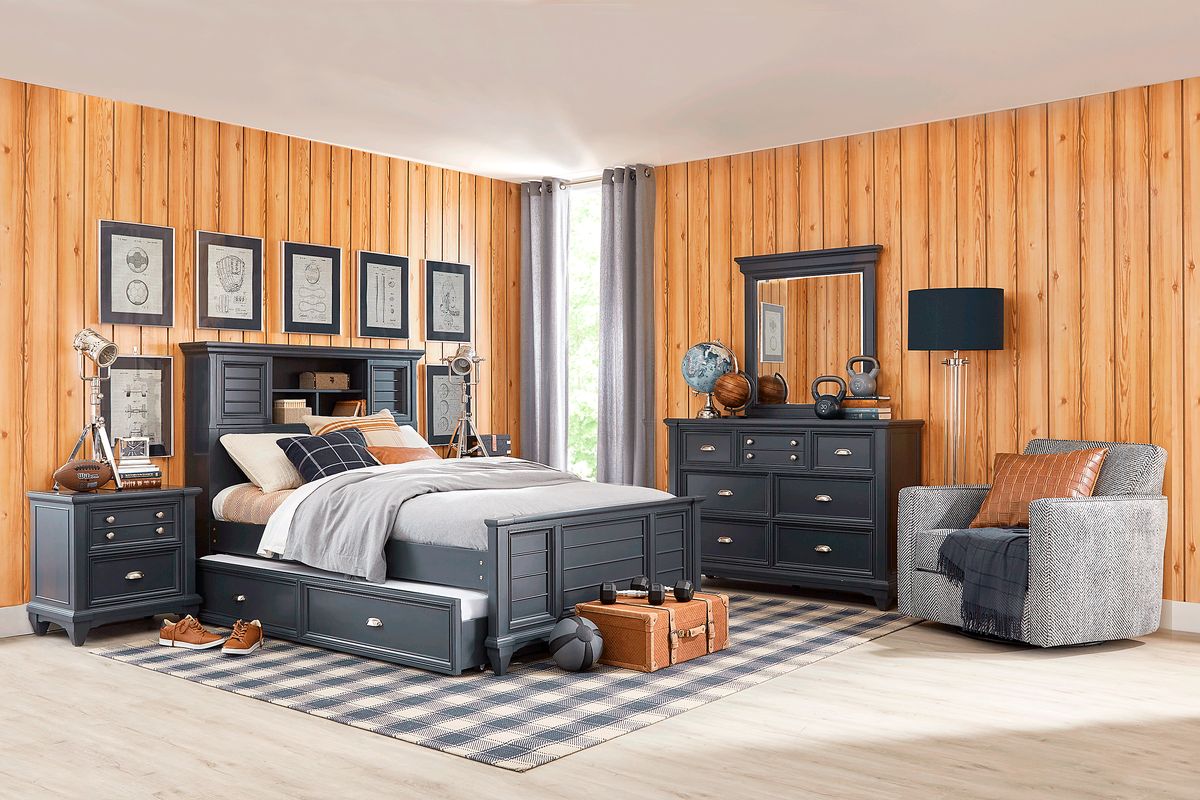 Hilton Head 5 Pc Graphite Black Full Bedroom Set With Mirror, 3 Pc Full ...