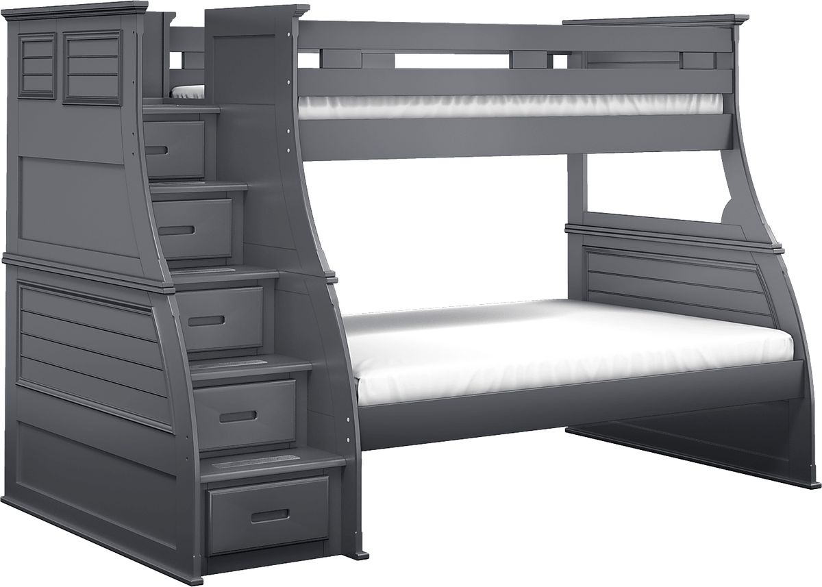 Hilton Head Graphite Black Twin/Full Step Bunk | Rooms to Go