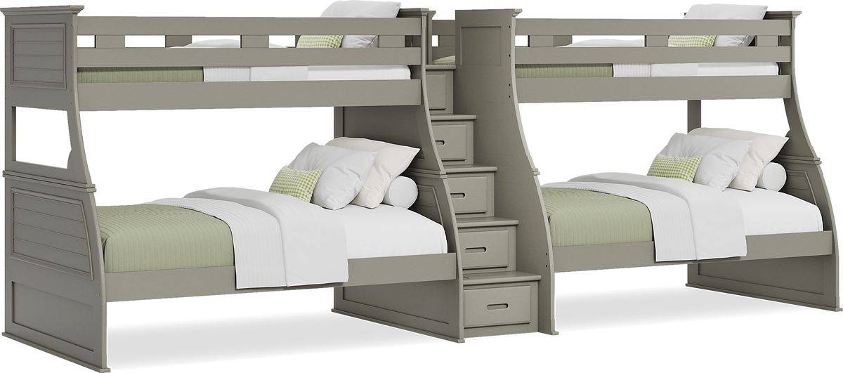 Hilton Head Gray Twin/Full Double Step Bunk | Rooms to Go