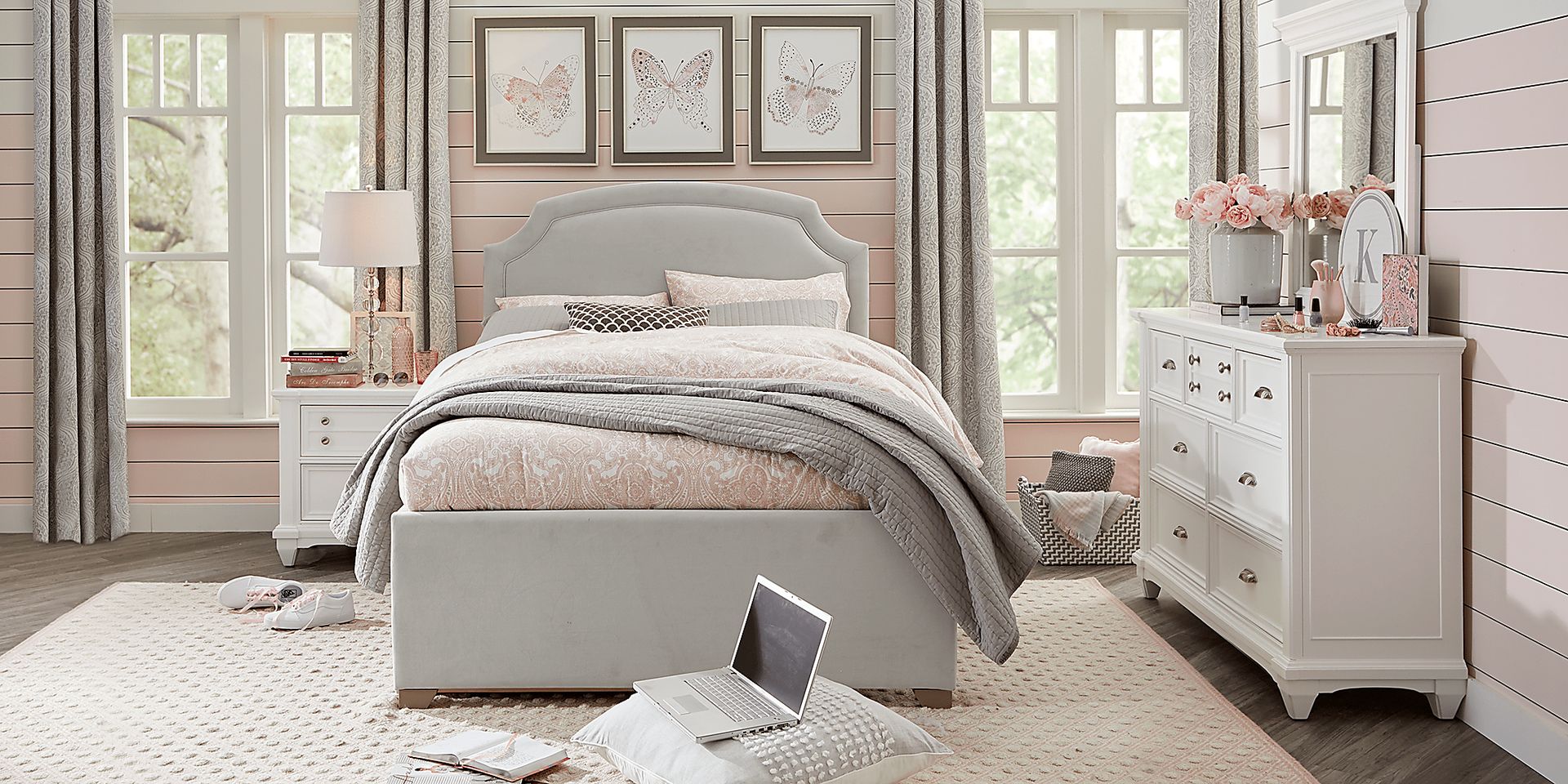 Dakotah Gray 3 Pc Full Upholstered Bed Rooms to Go