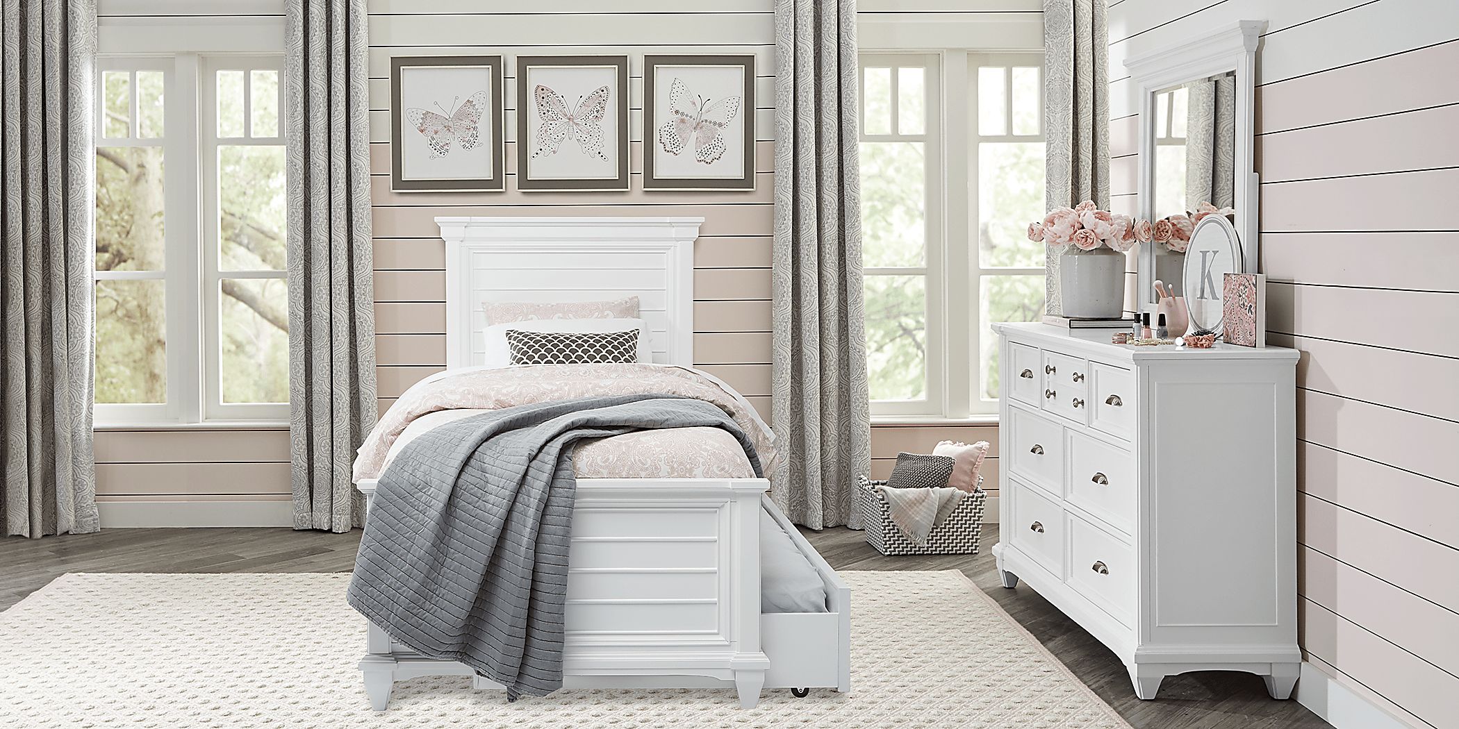 Hilton Head 5 Pc White Colors,White Twin Bedroom Set With Mirror ...