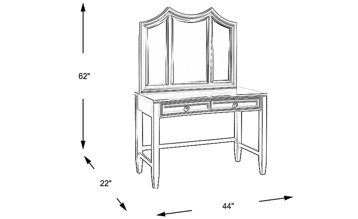 Jaclyn Place Ivory Light Wood,White Desk With Vanity Mirror | Rooms to Go
