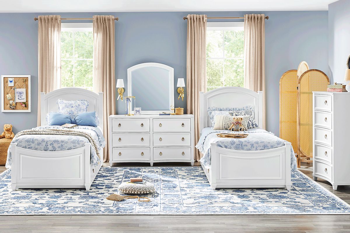 Jaclyn Lane 8 Pc White Colors,White Twin Bedroom Set With Dresser, Twin ...