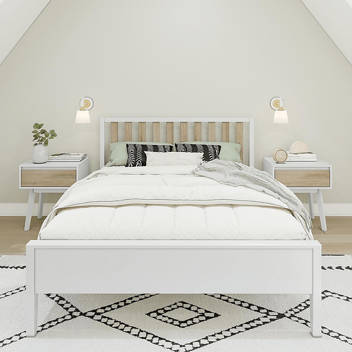 Jolana Natural,White Colors,Light Wood,White Full Bed | Rooms to Go