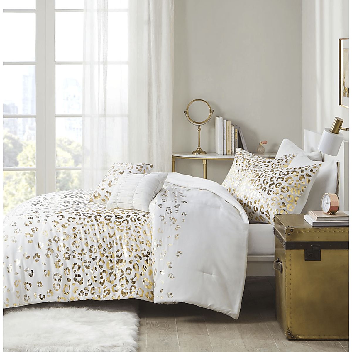 Leopard Chic Ivory Beige Full/Queen Comforter Set | Rooms to Go