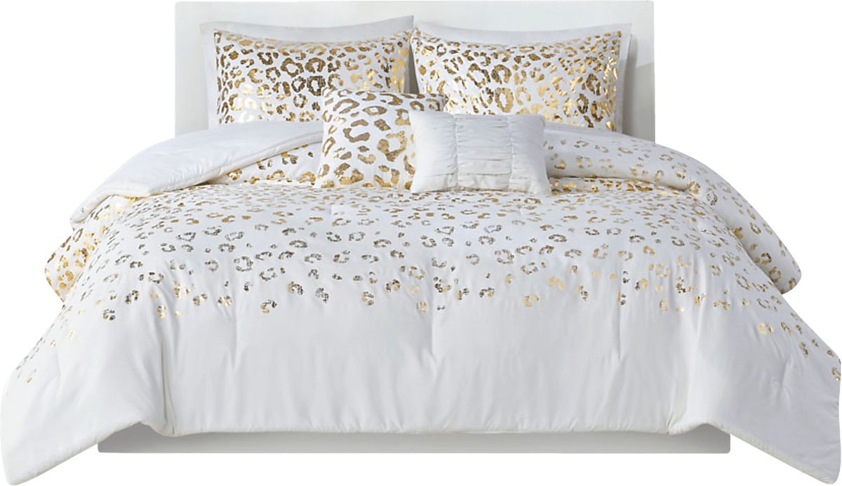 Leopard Chic Ivory Beige Full/Queen Comforter Set | Rooms to Go