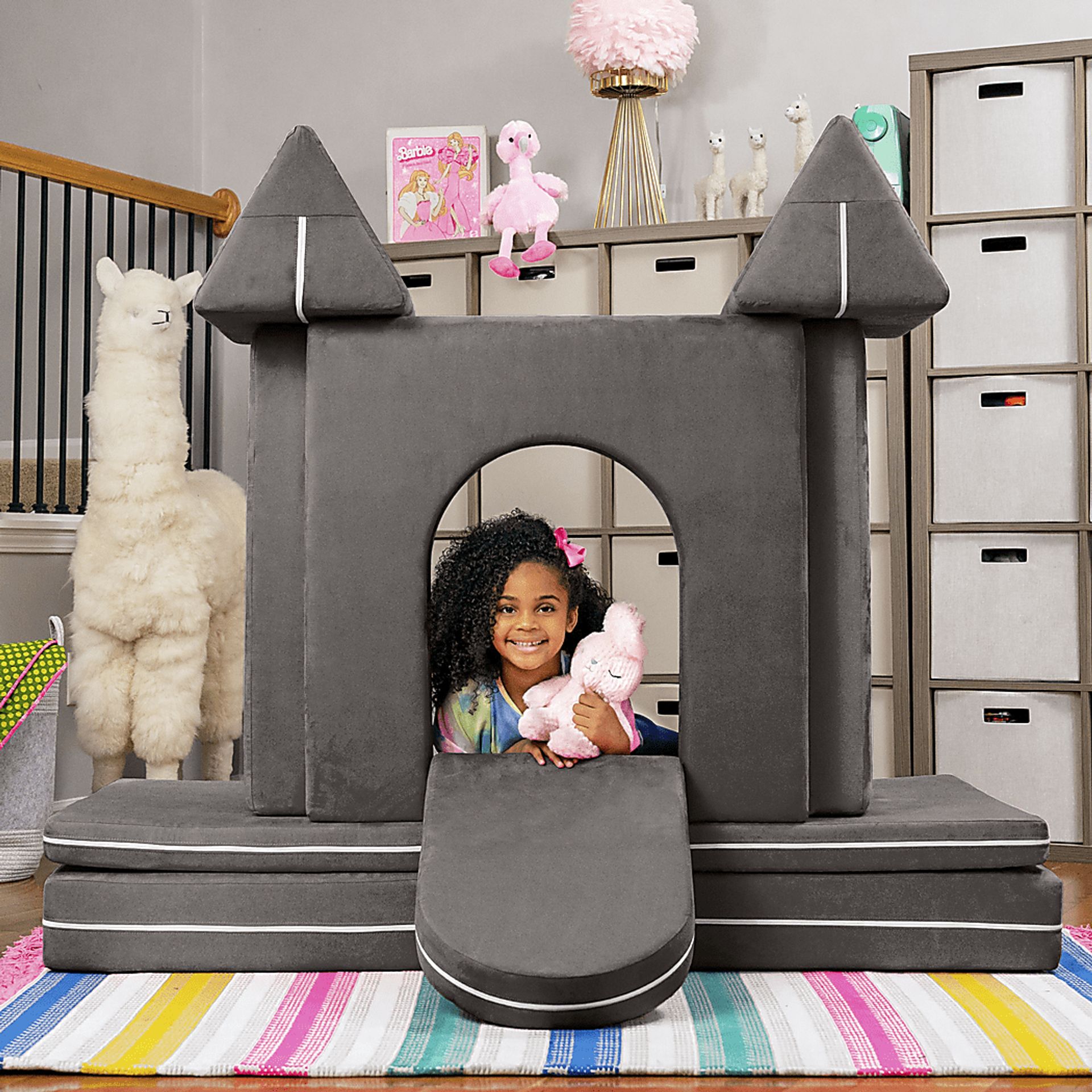 Liezel Charcoal Black,Gray Polyester Fabric Castle Playset | Rooms to Go