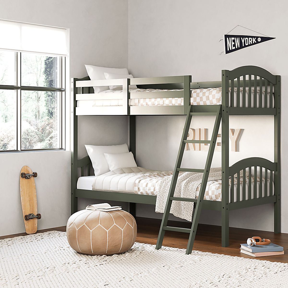 Maglo Natural,Olive Colors,Light Wood Twin/Twin Bunk Bed | Rooms to Go