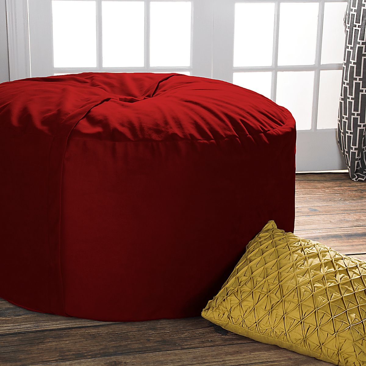 Marshmellow Red Polyester Fabric 4 Foot Bean Bag Chair | Rooms to Go